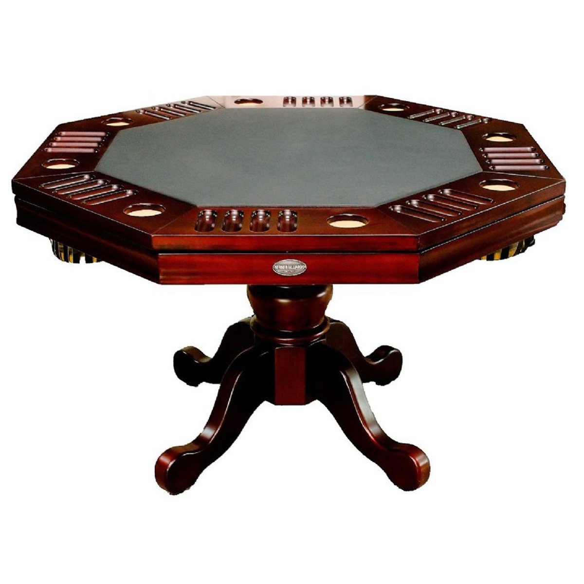 3 in 1 Octagon Combination Table - 54 inch Mahogany - Game Room Planet